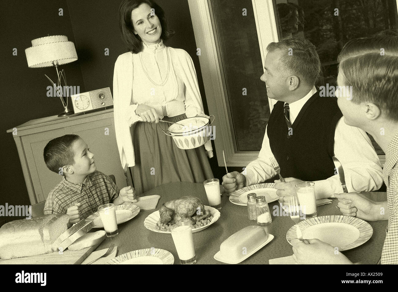 1950s mature adult couple at dinner table uid 1426518 Stock Photo - Alamy