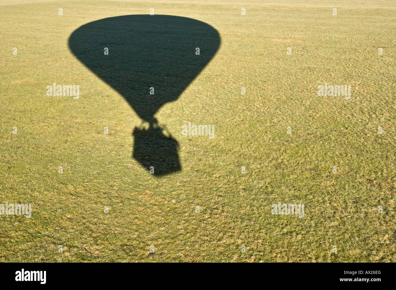 Shadow of a hot air balloon, aerial view during a flight Stock Photo ...