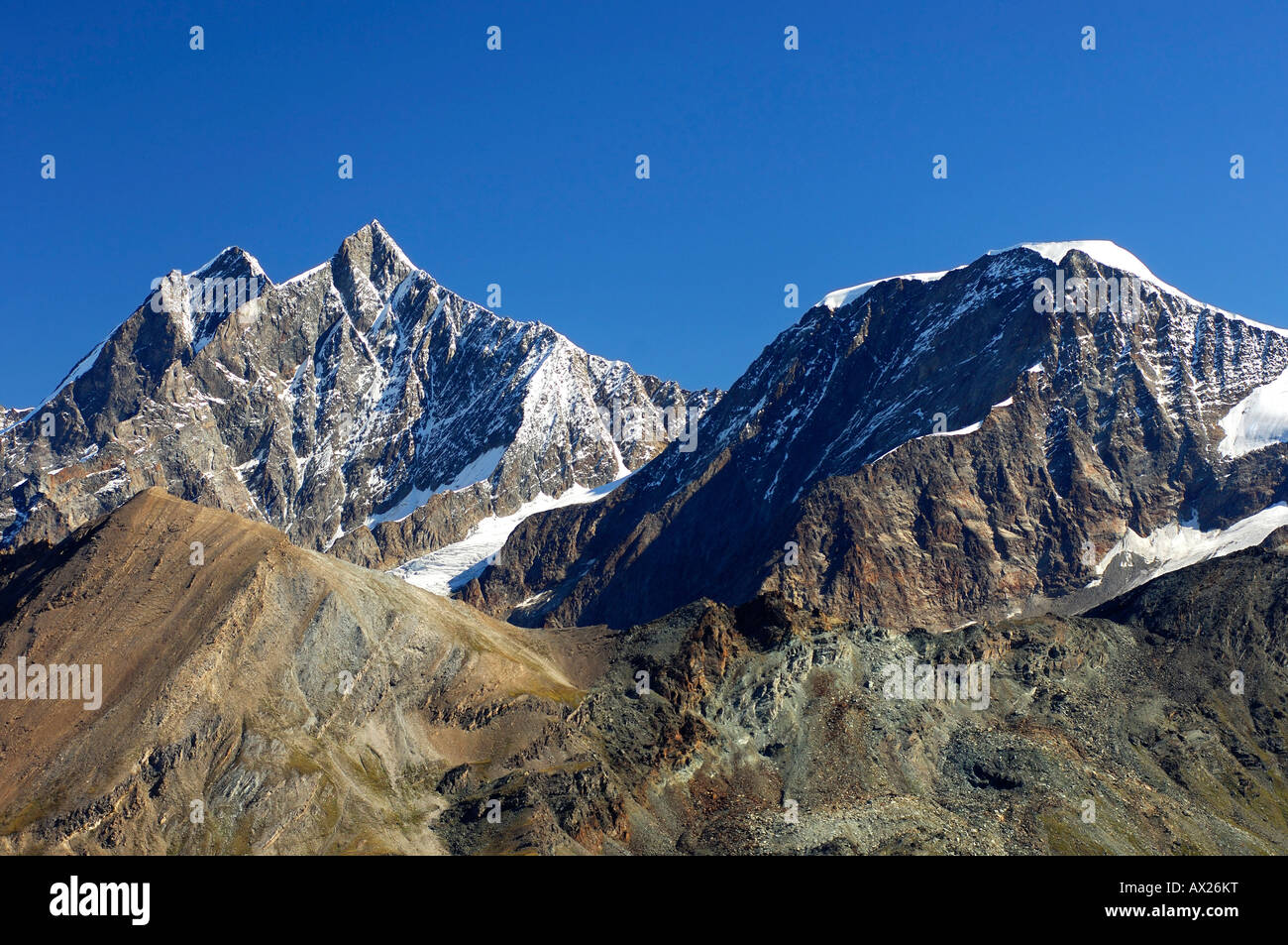 Mischabel peaks Dom, Taeschhorn, Alphubel, Zermatt Valais Switzerland ...