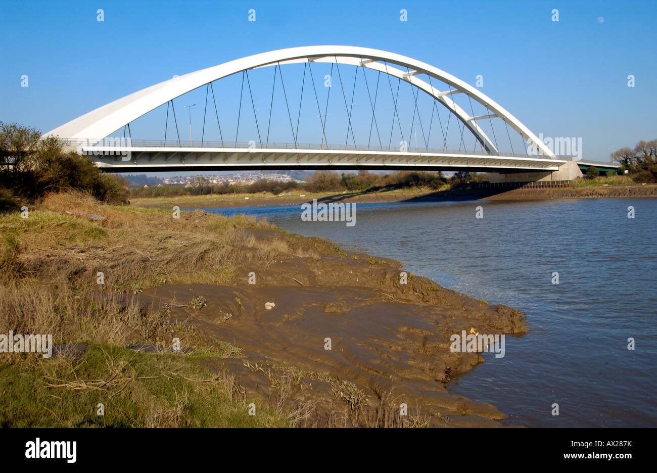Bridge over River Usk at Newport South Wales UK EU Stock Photo - Alamy