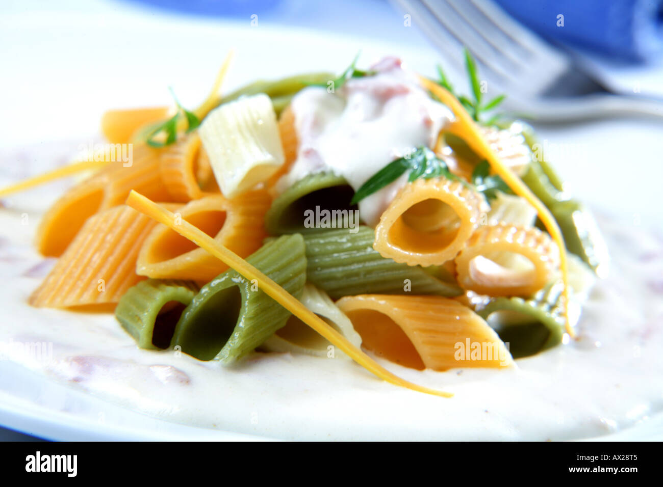 Colour carbonara macaroni Stock Photo - Alamy