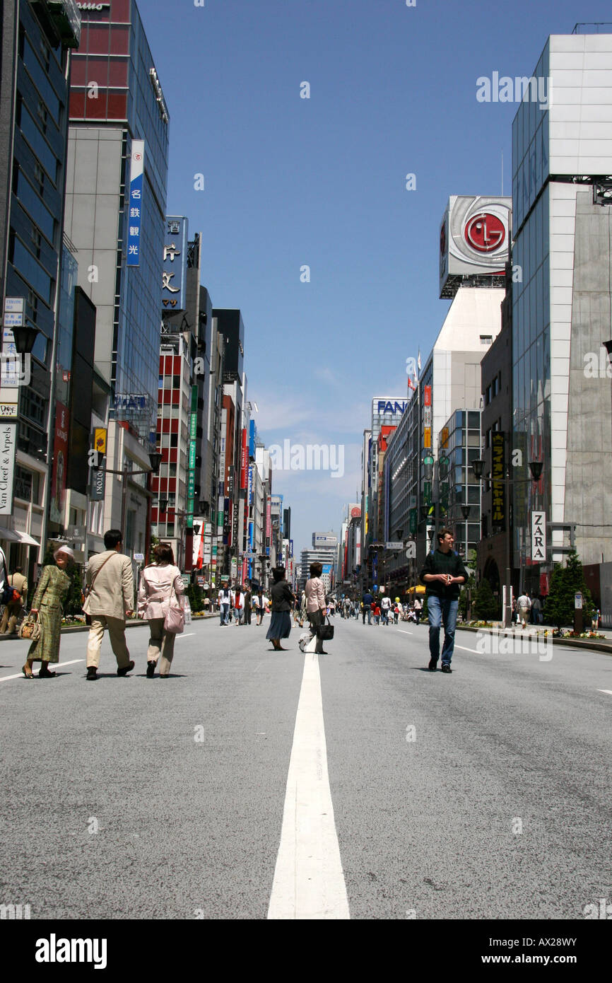Chuo Dori Road in Ginza, Tokyo, Japan Stock Photo - Alamy
