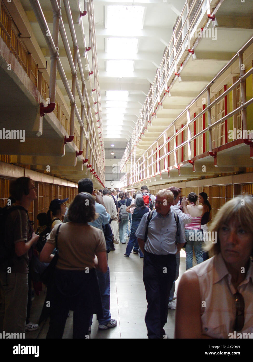 Interior of Alcatraz main cell block known as Broadway Stock Photo - Alamy