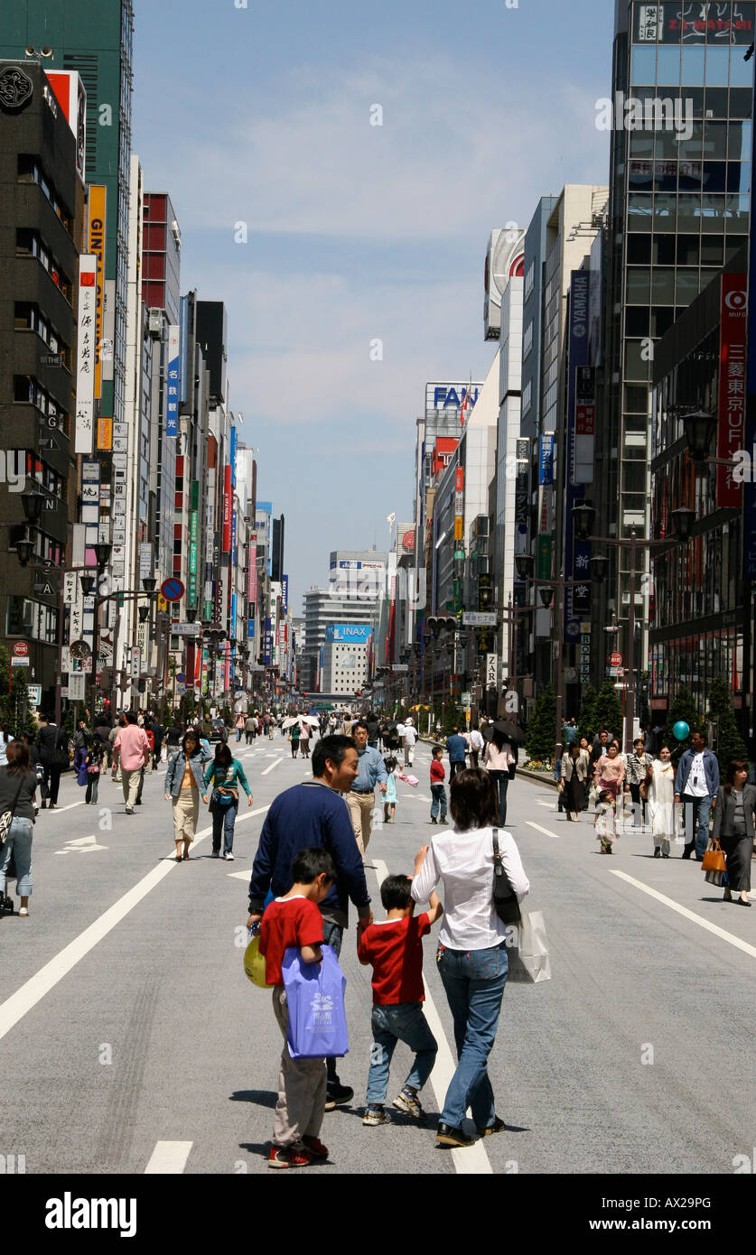 Chuo Dori Road in Ginza, Tokyo, Japan Stock Photo - Alamy