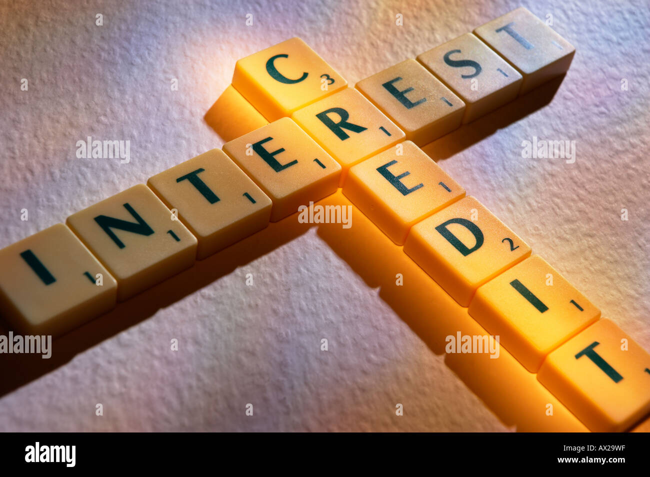 SCRABBLE BOARD GAME LETTERS SPELLING CREDIT Stock Photo - Alamy