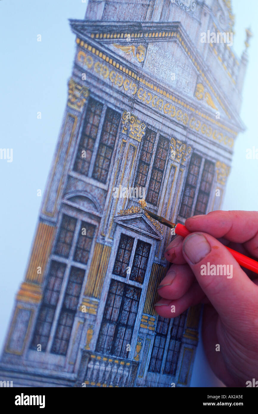 Belgium Antwerp Town Hall artist rendering sketch Stock Photo - Alamy