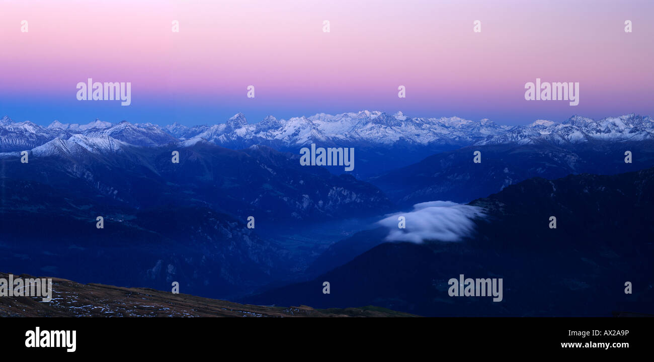 Swiss alps seen from Cassonsgrat peak at dusk Flims Switzerland Stock ...