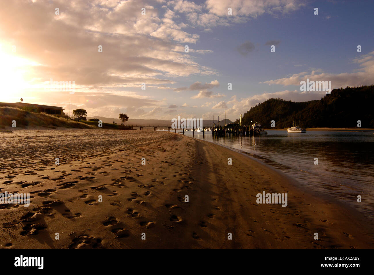 Whangamata Jetty Sunset New Zealand Stock Photo - Alamy
