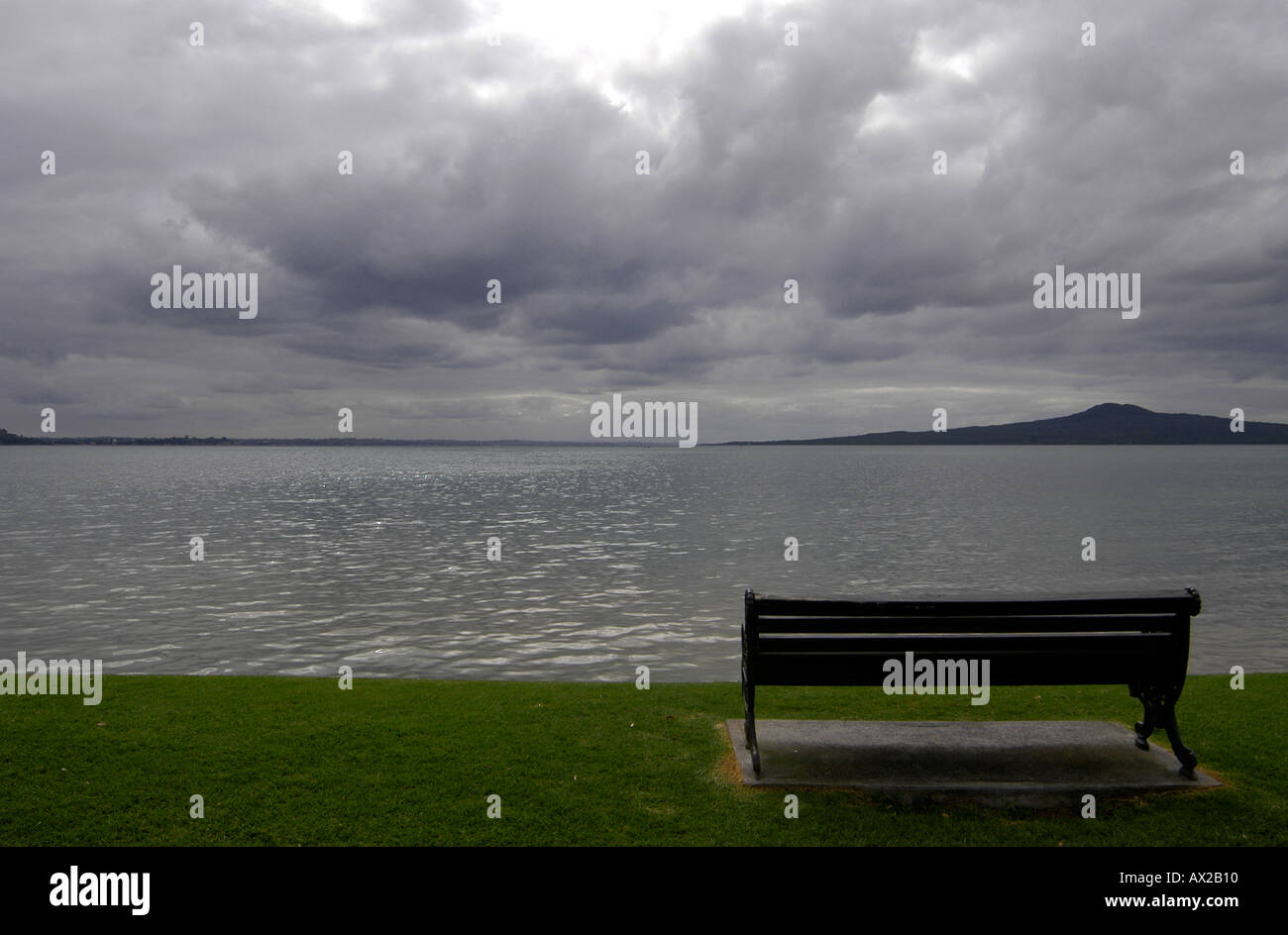 Bench overlooking sea Stock Photo - Alamy