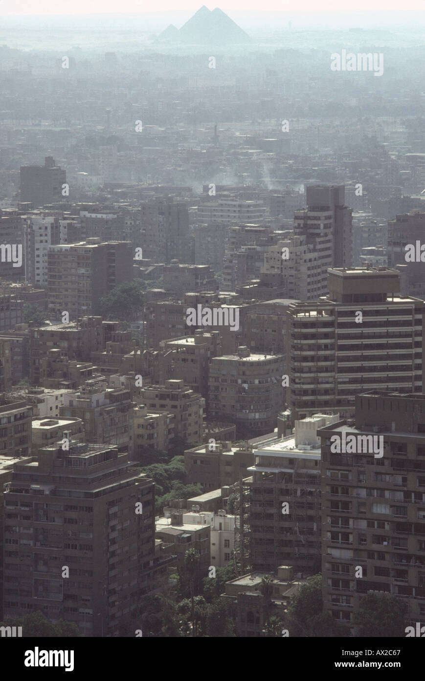 Cairo city view towards pyramids Stock Photo - Alamy