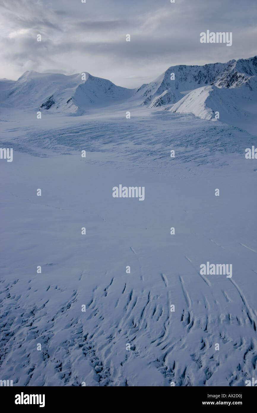 USA Alaska Chugach State Park Aerial view of Matanuska Glacier and ...