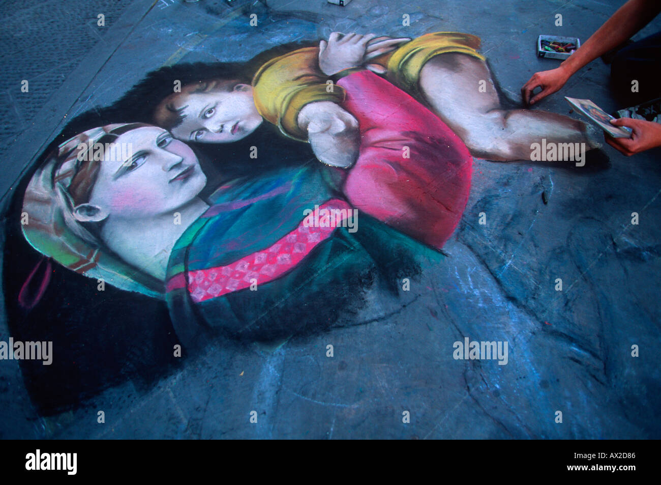 Italy Florence chalk artist on sidewalk Stock Photo - Alamy