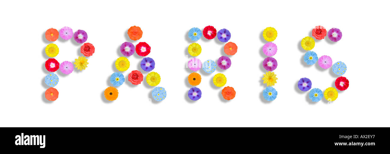 Paris written with flowers Stock Photo - Alamy