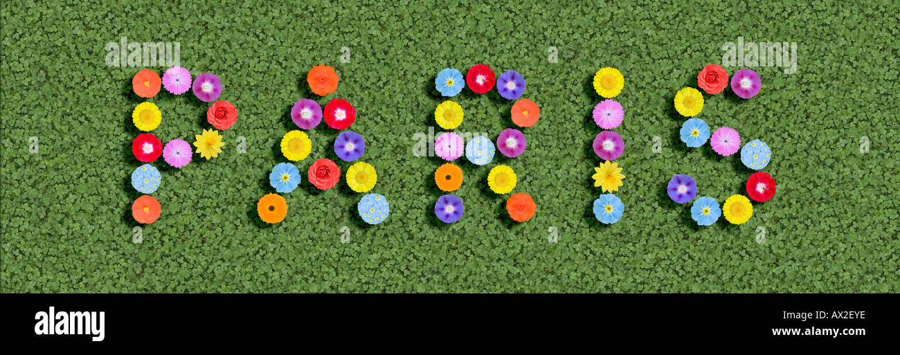 Paris written with flowers Stock Photo - Alamy