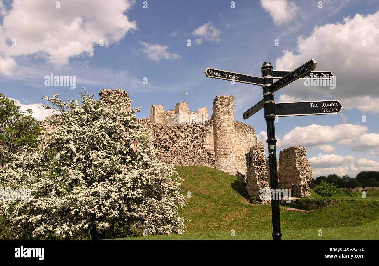 Conisbrough Castle nr Doncaster South Yorkshire the signpost outside ...