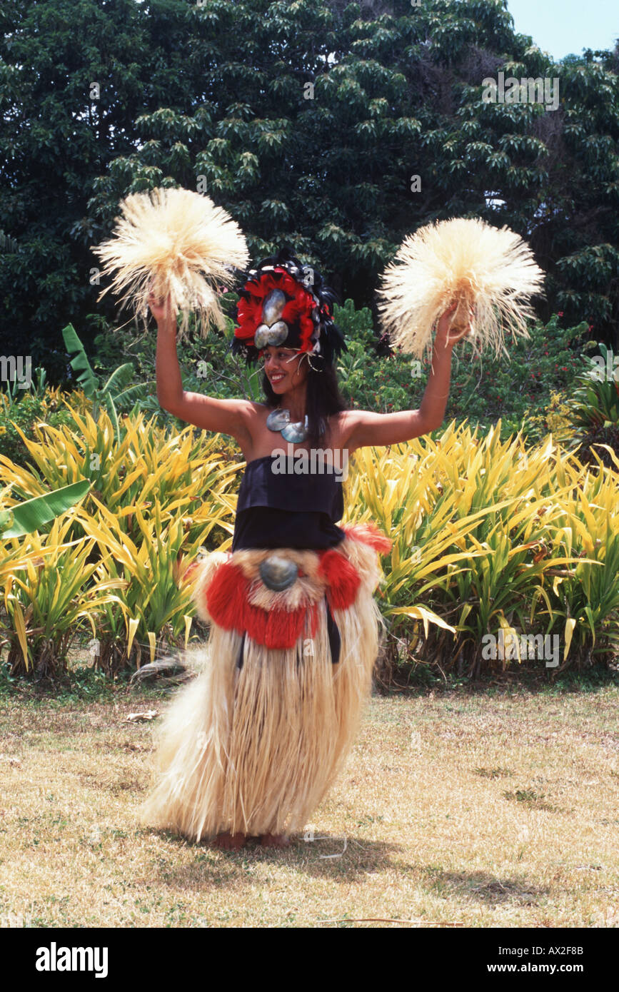 Cook Islands South Pacific Raratonga local dancer in traditional outfit ...
