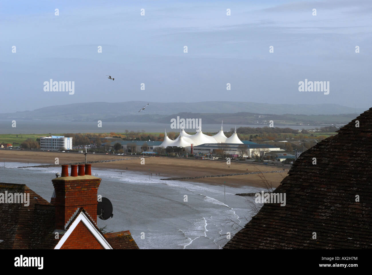 Distant view of Butlins Holiday complex viewed over the rooftops of ...