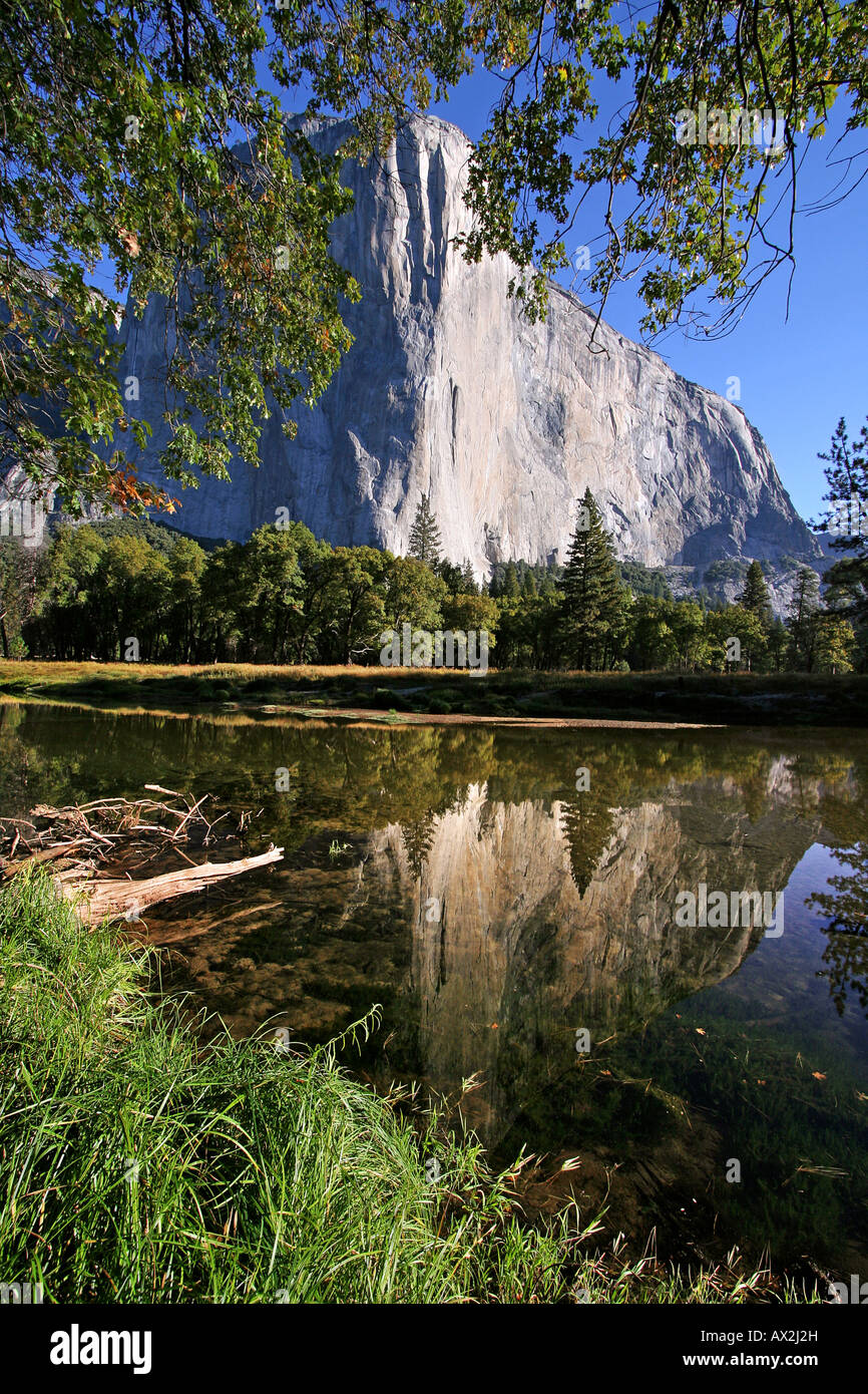El Capitan reflecting in the lake Yosemite California Stock Photo - Alamy