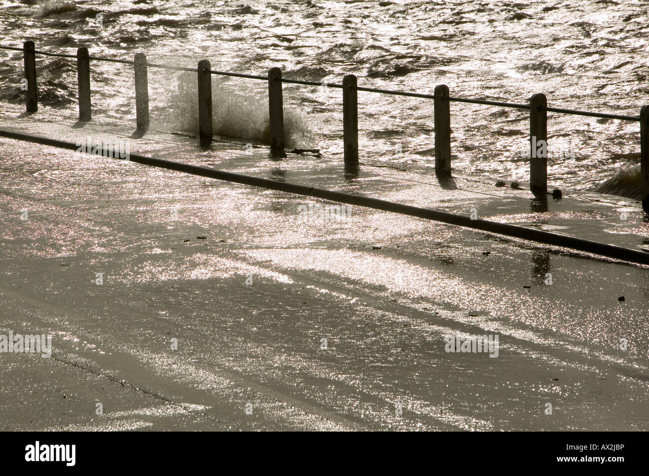 Flooding at Sandside near Arnside UK caused by high spring tides and ...