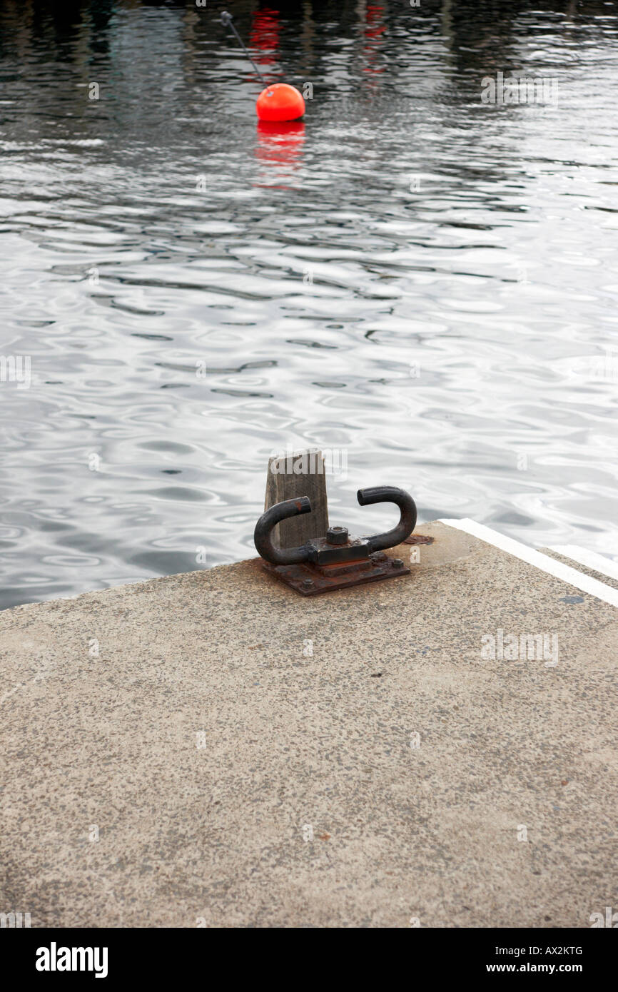 A tie off point on a wharf Stock Photo - Alamy