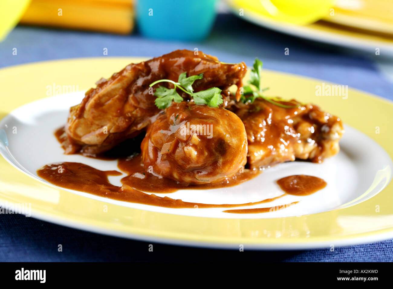 Chicken with chocolate Stock Photo - Alamy