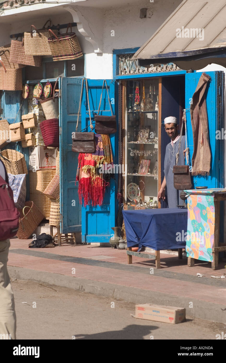 shopkeeper in doorway of shop Essaouira Stock Photo - Alamy