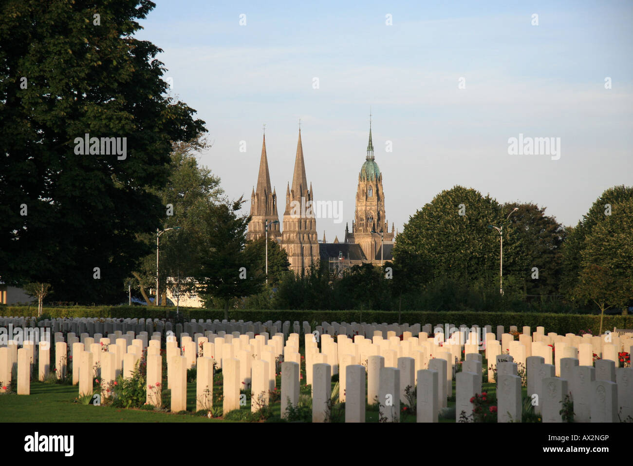 British graves at the Commonwealth Cemetery at Bayeux, Normandy with ...