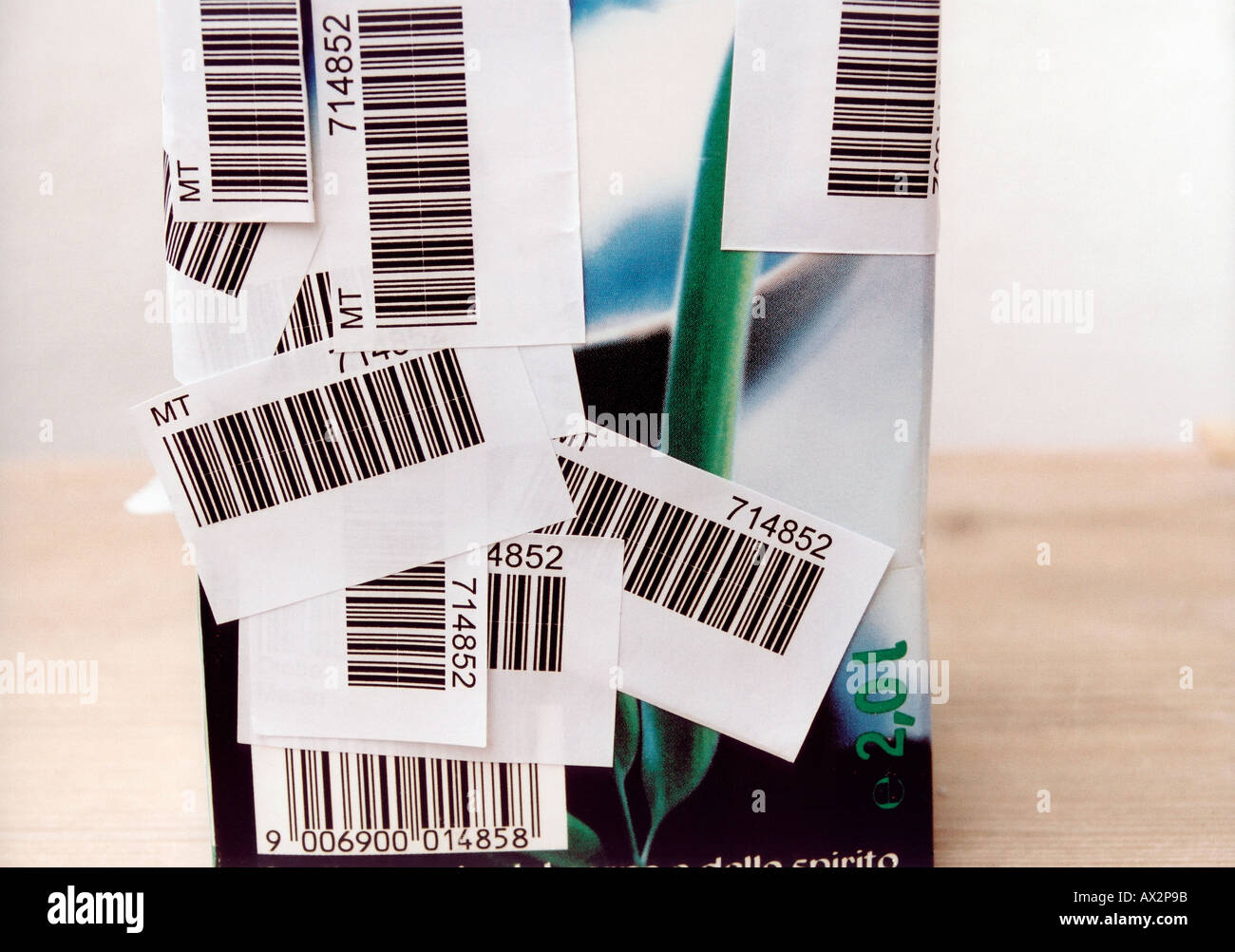 Box with bar code labels Stock Photo - Alamy