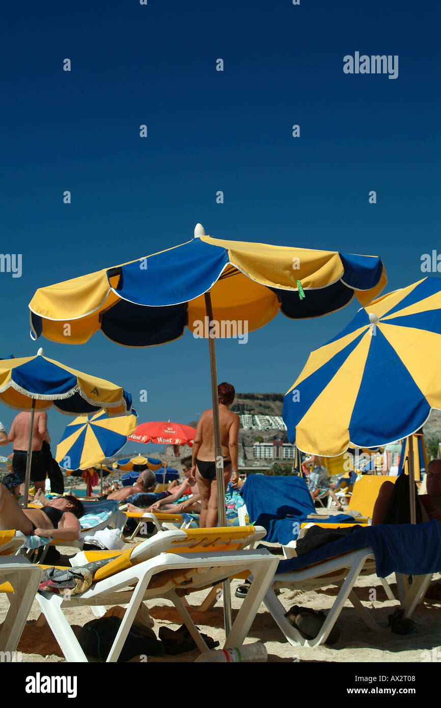 Blue and yellow, parasol sun shade Stock Photo - Alamy