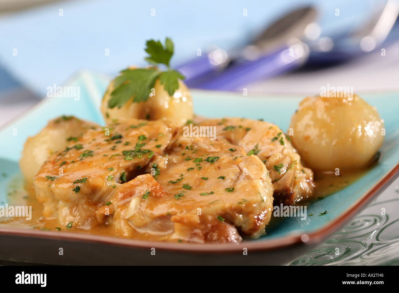 Stewed leg of lamb Stock Photo - Alamy