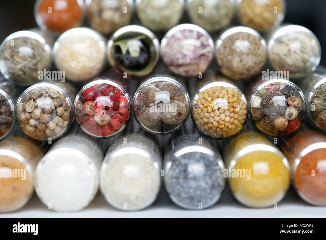 Test tubes with herbs condiments and spices Stock Photo - Alamy