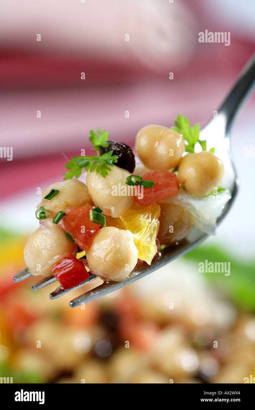 Cod and chickpeas salad detail Stock Photo - Alamy