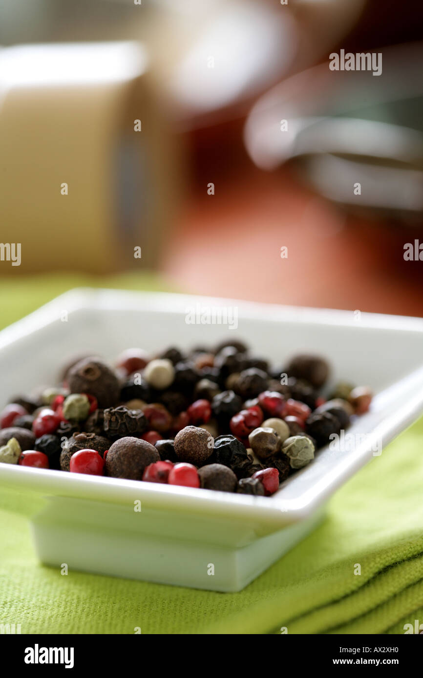 Five berries mix on a square plate Stock Photo - Alamy
