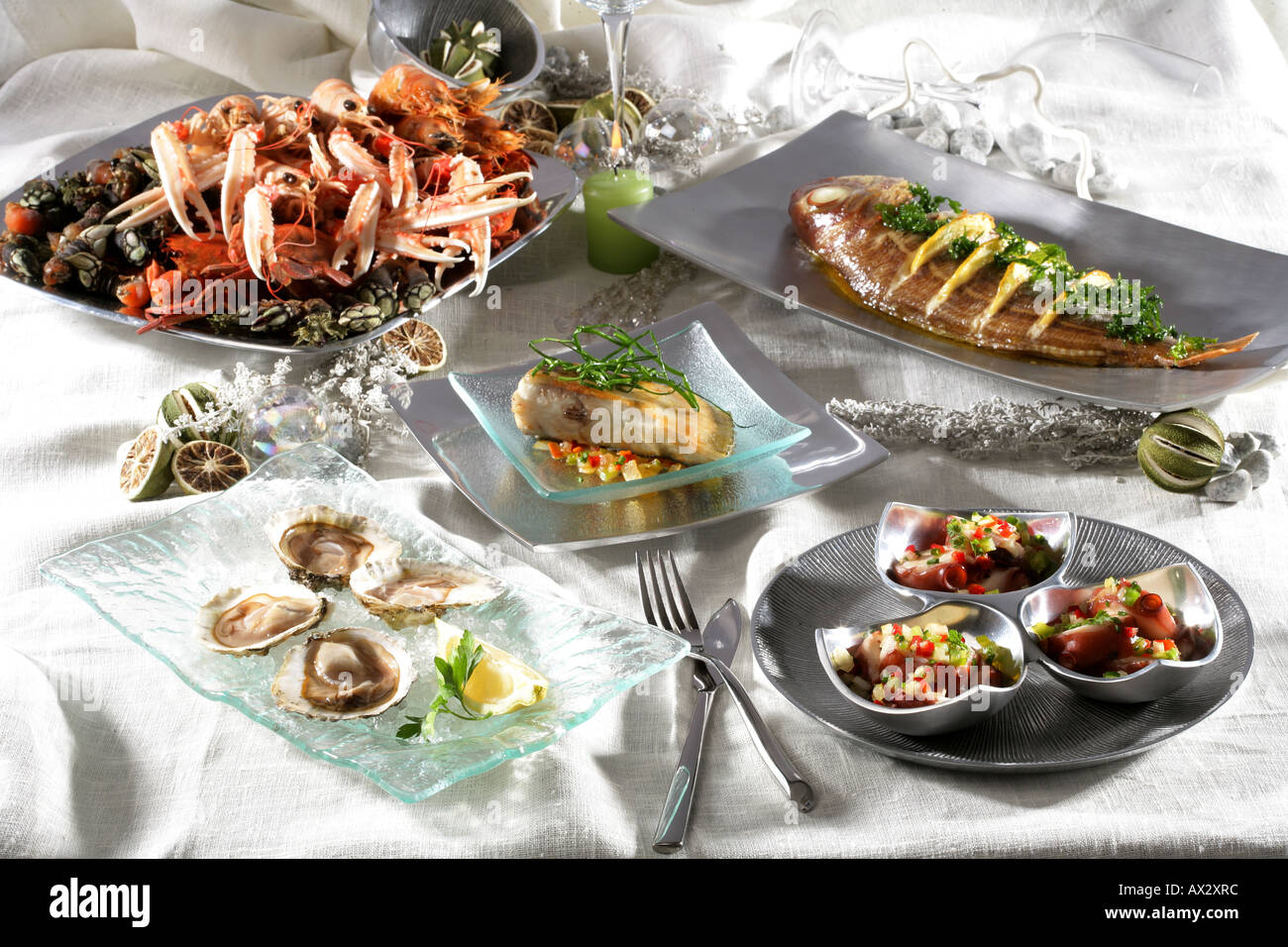 Christmas seafood still life Stock Photo - Alamy