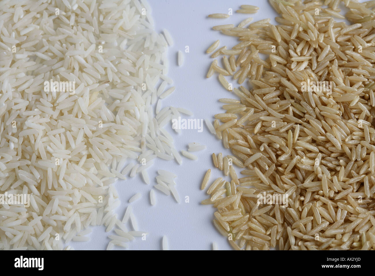 Long grain integral rice and basmati brajma rice Stock Photo - Alamy