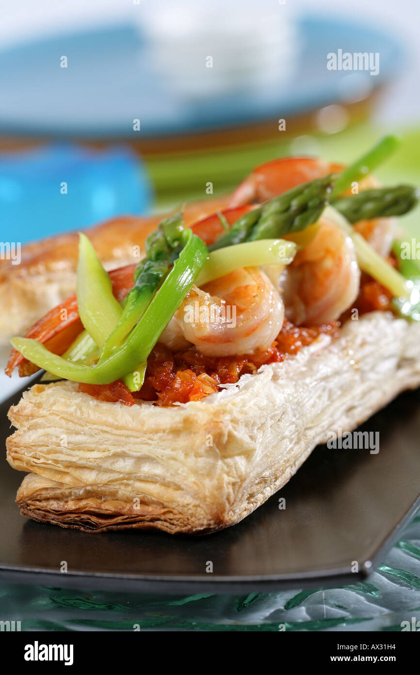Vegetables and prawns puff pastry Stock Photo - Alamy
