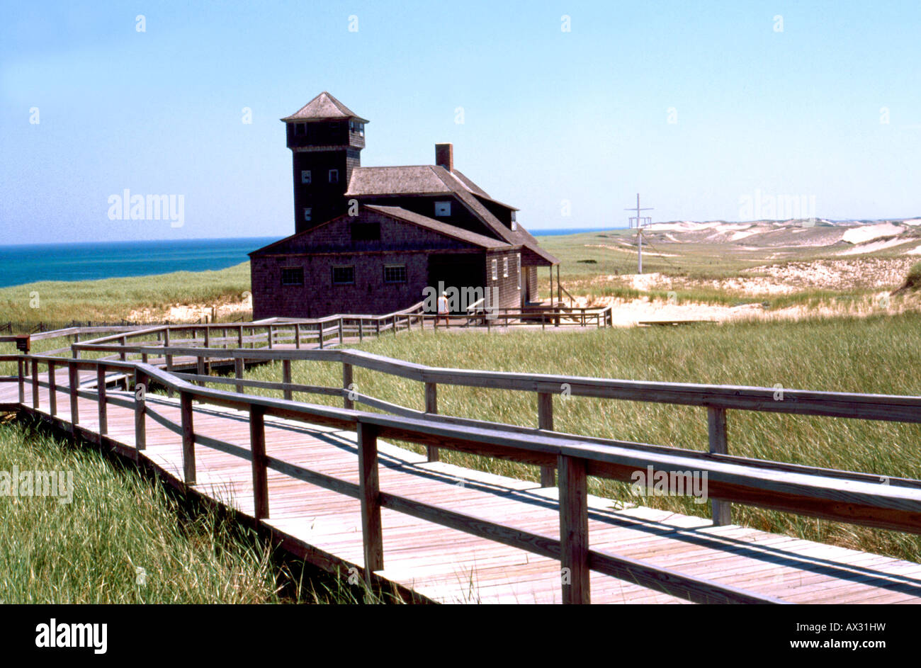 Fomer coastguard station at Race Point Beach Cape Cod USA Stock Photo ...