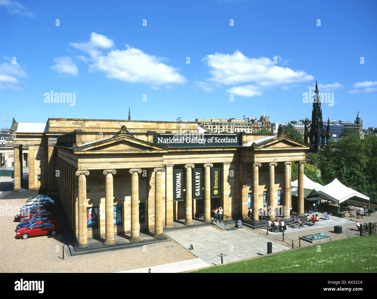 The National Gallery of Scotland south facade with the Scott Monument ...