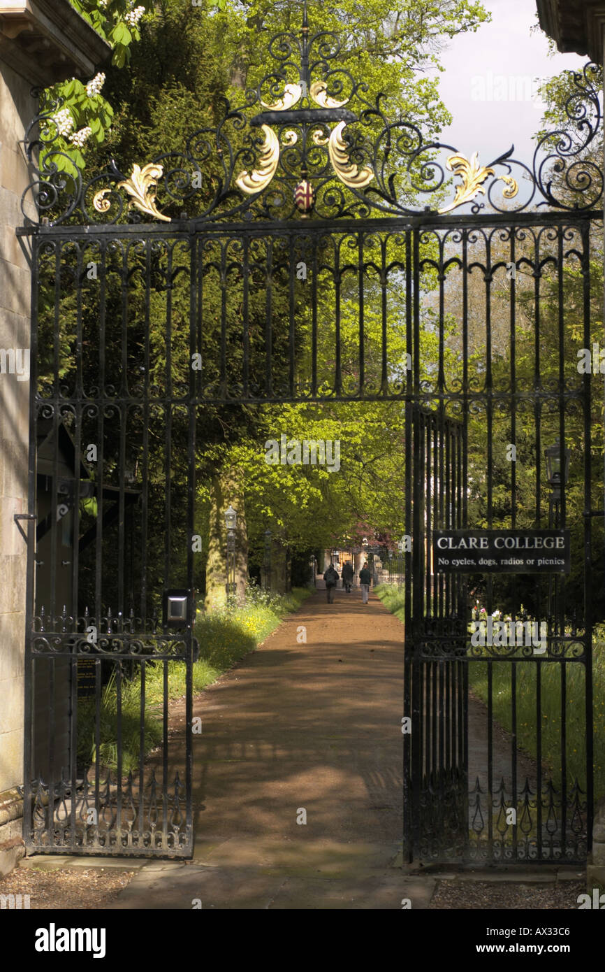 Clare College Cambridge entrance gate and path from The Backs Stock ...