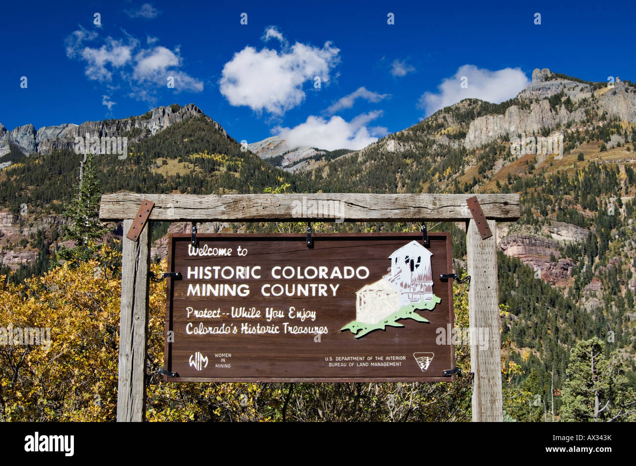 Sign to Welcome Tourists to Historic Colorado Mining Country Ouray ...
