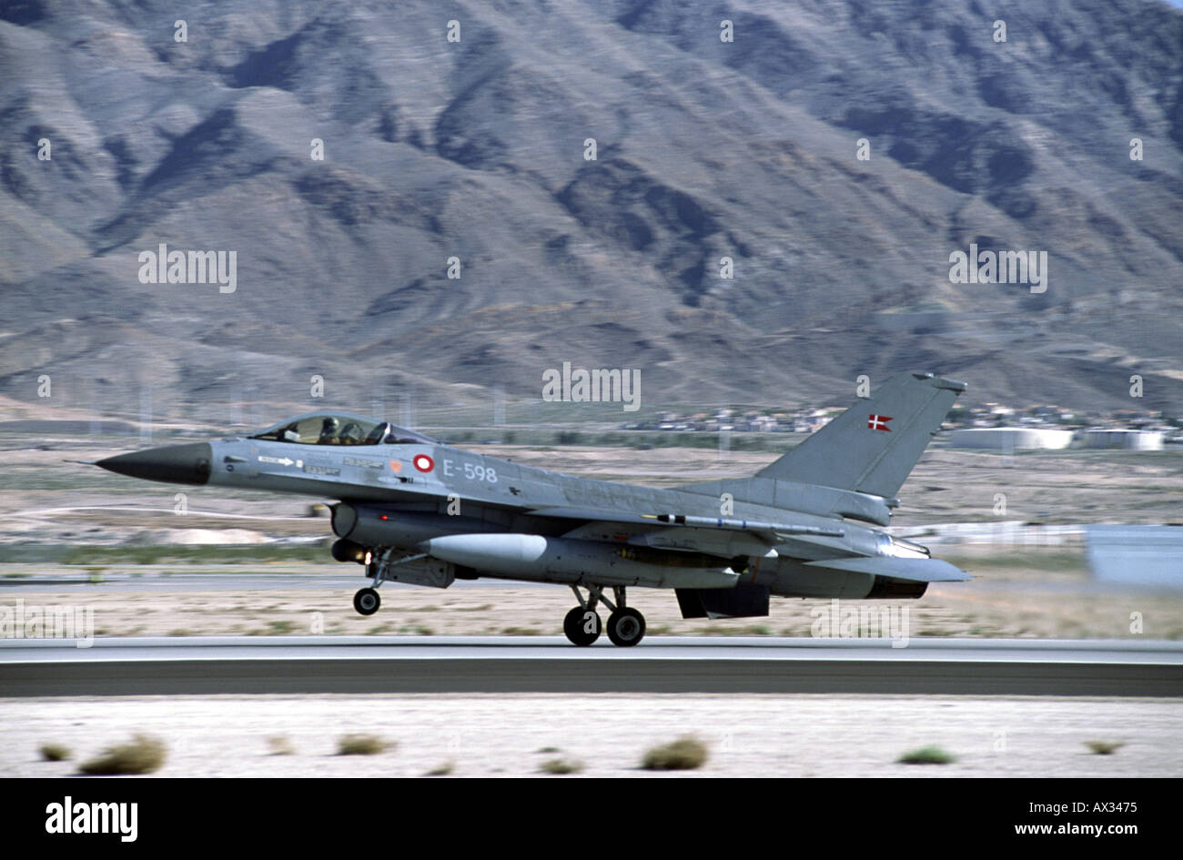 A Royal Danish Air Force F 16 takes off from Nellis Air Force Base on a ...