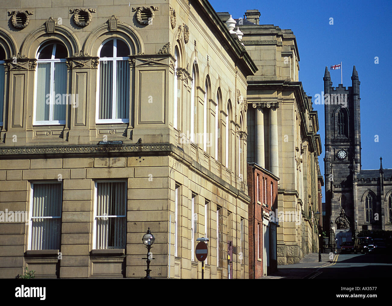 Oldham Parish Church from Greaves Street showing the fine Victorian ...