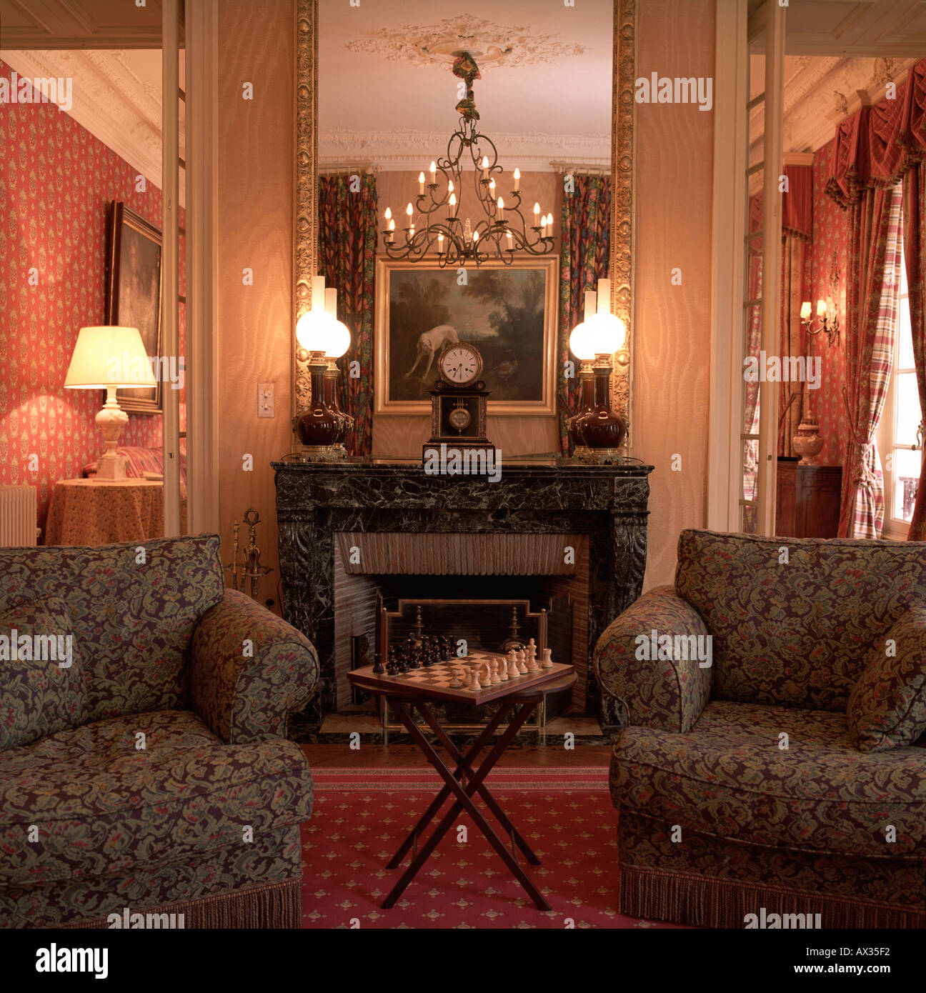 Classical French castle interior Stock Photo - Alamy