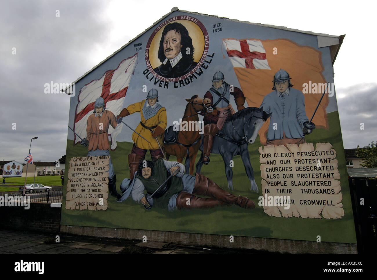 War murals painted on local buildings and houses in the Protestant ...
