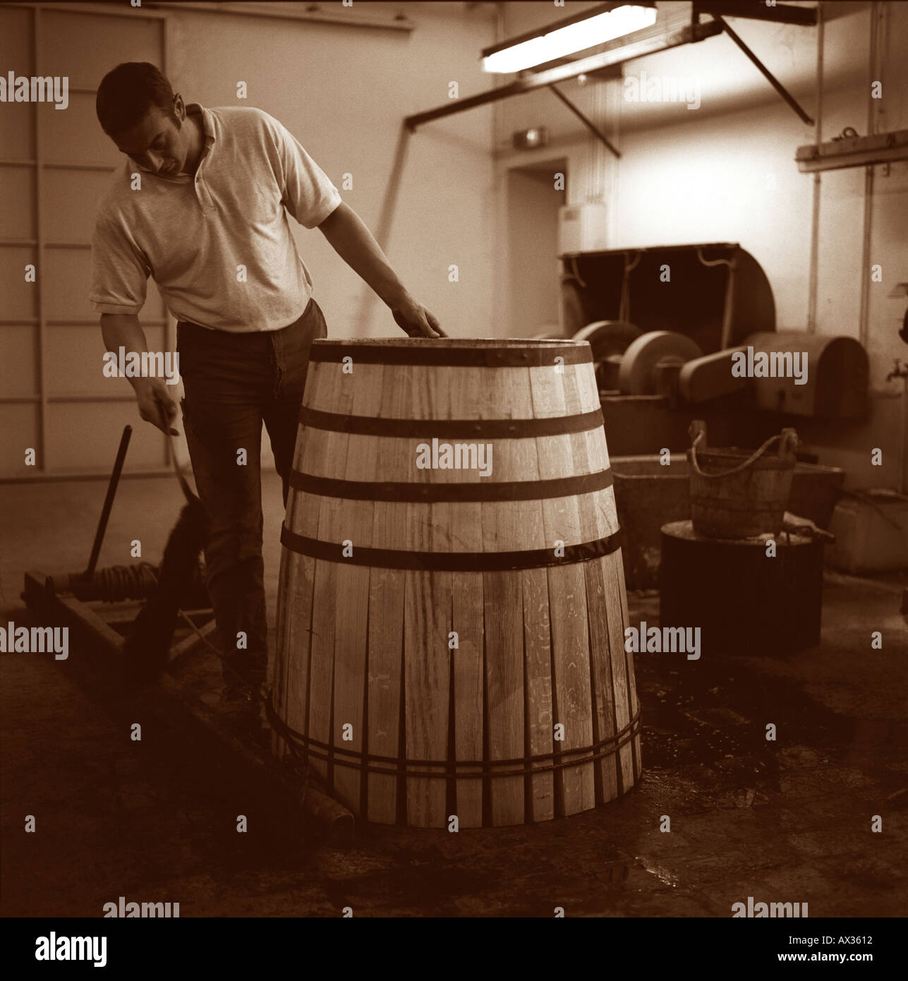 barrel making maker wine cognac france Stock Photo - Alamy