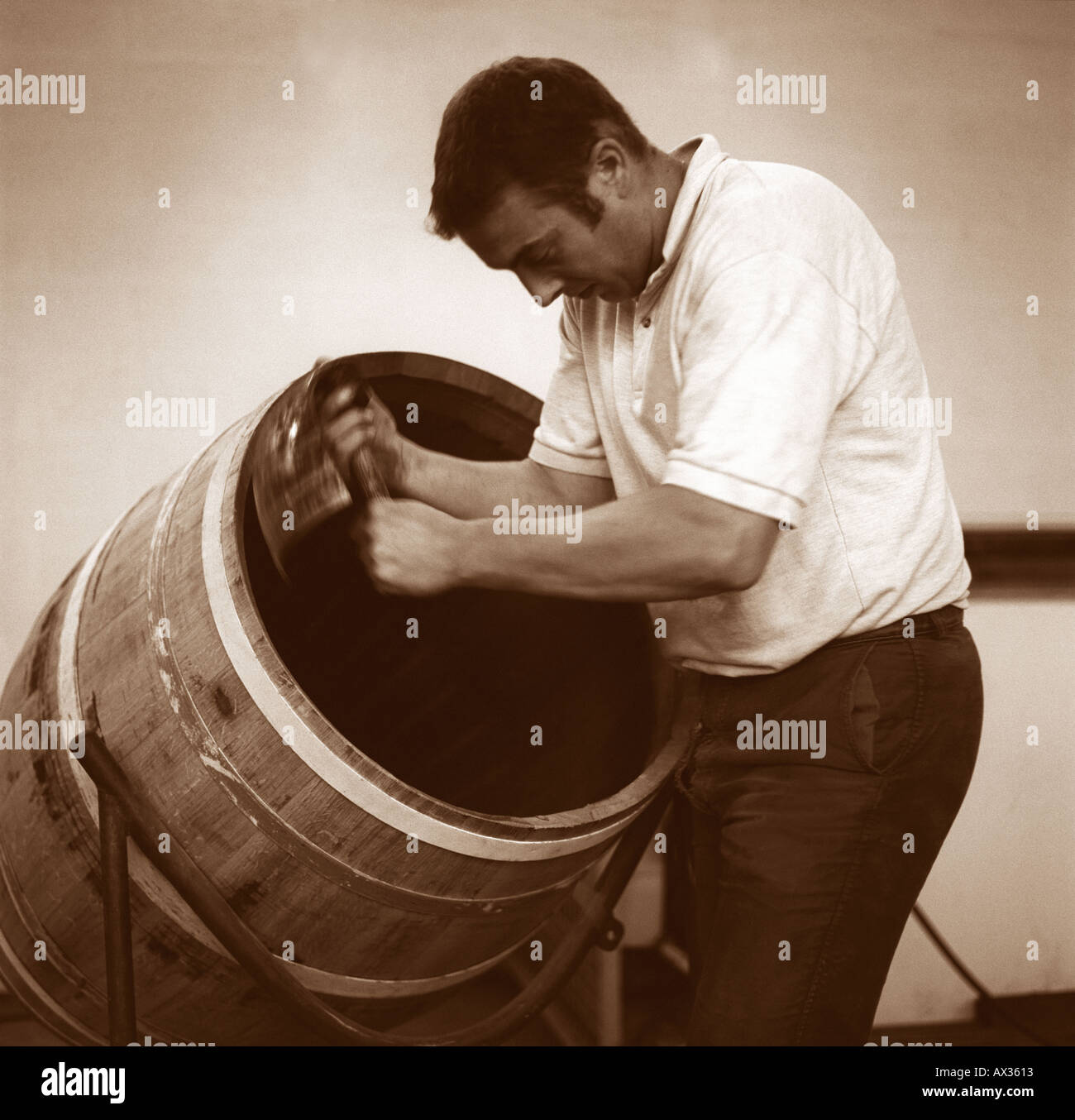 barrel making maker wine cognac france Stock Photo - Alamy