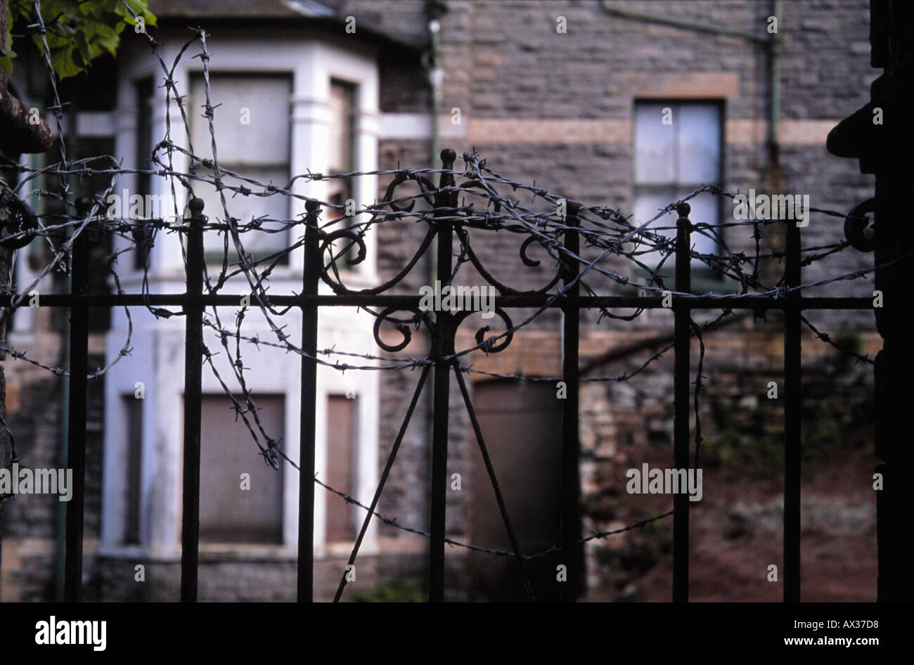 Barbed wire on a gate Stock Photo - Alamy