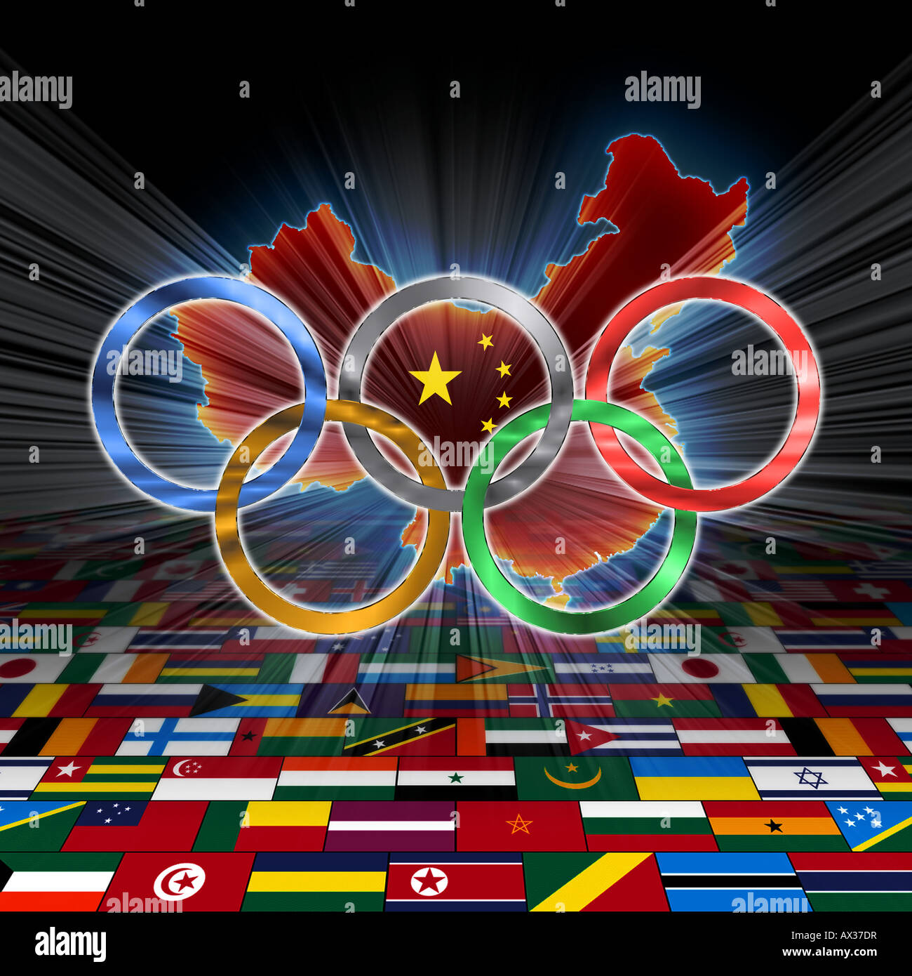 China olympic flag hi-res stock photography and images - Alamy
