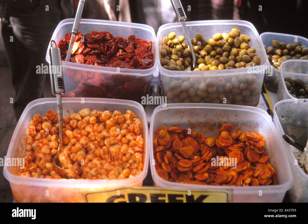 Market stall with food Stock Photo - Alamy