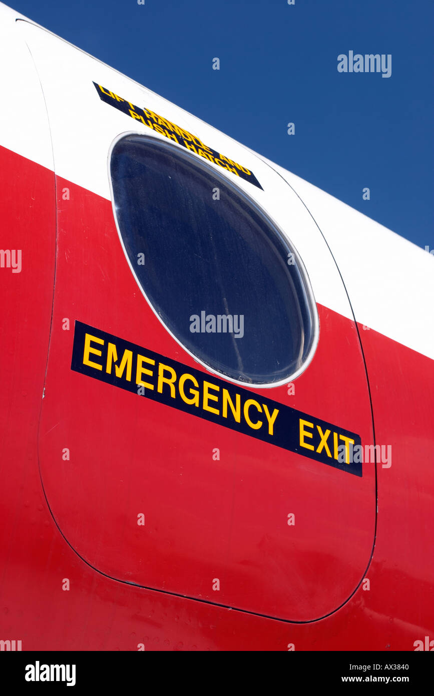 Aircraft emergency exit hatch Stock Photo - Alamy
